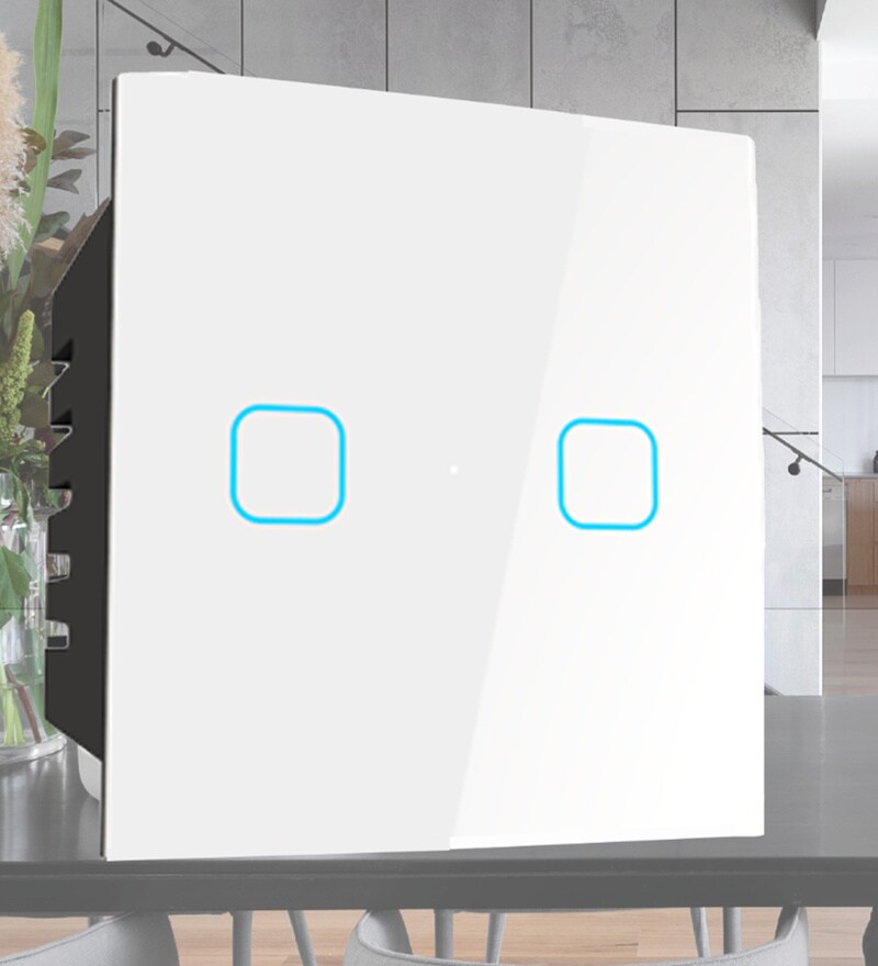 Buy White Smart Touch Switch 2 Gang 15A By Kamonk Online - Smart Bulbs - Smart Lights - Lamps ...