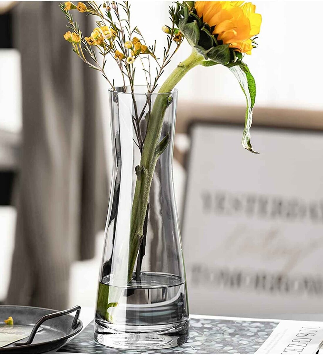 Buy Widebottom Glass Black Vase at 25% OFF by Clovefry | Pepperfry