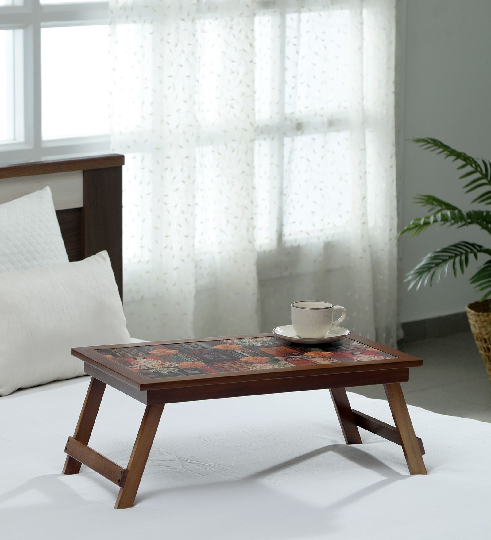 Buy Window Print Solid Wood Portable Table in Brown Colour at 23% OFF ...