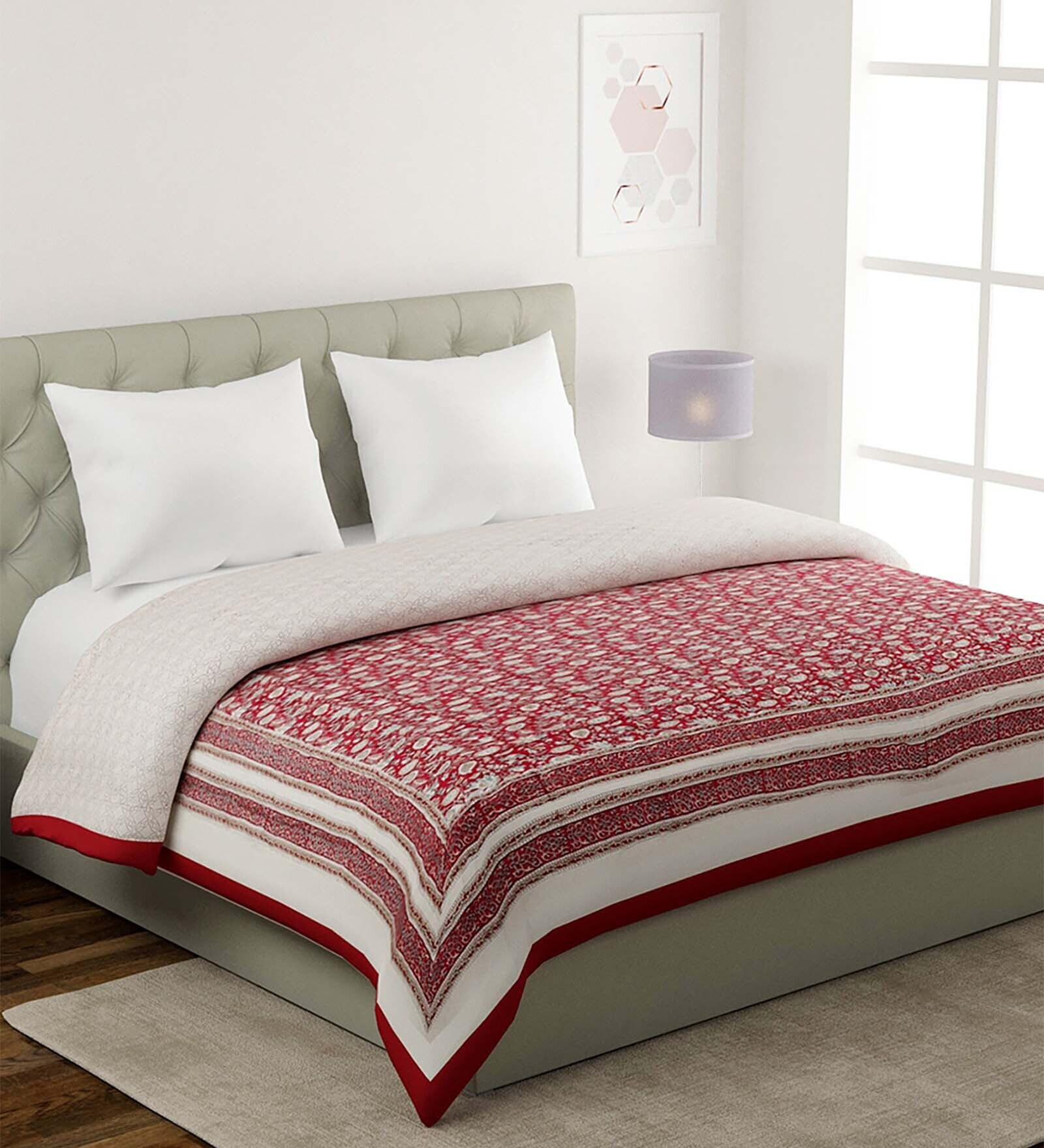 Buy Wine Cotton 170 GSM Double Bed Quilt by Fabindia by Fabindia ...