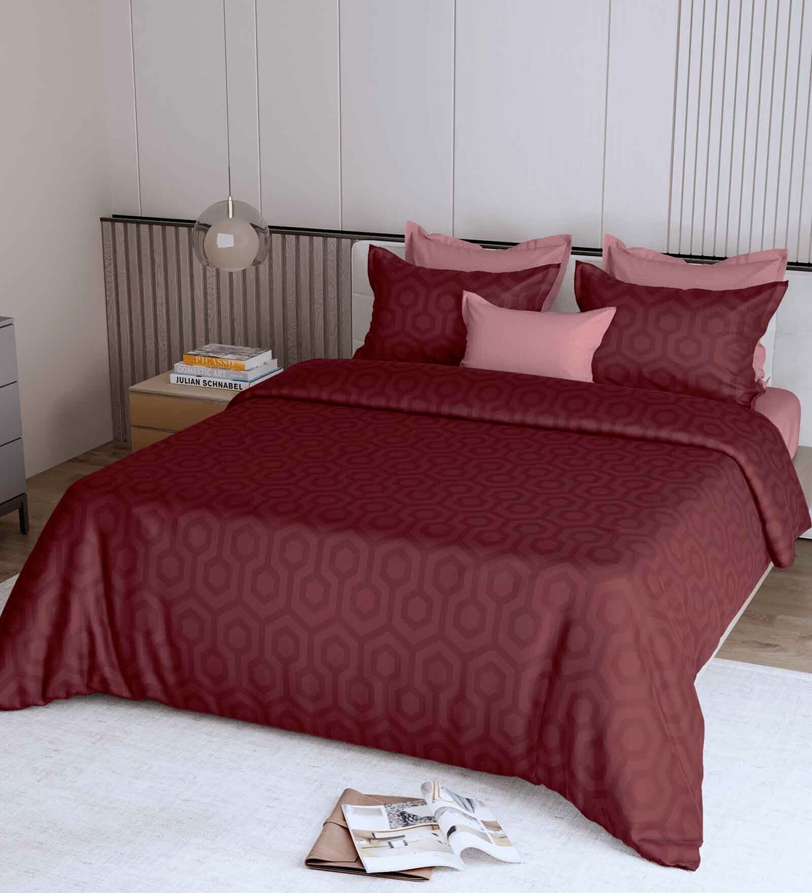 Buy Wine Solid 600 TC Pure Cotton King Sized Bedsheet with 2 Pillow Covers at 11% OFF by LABHAM ...