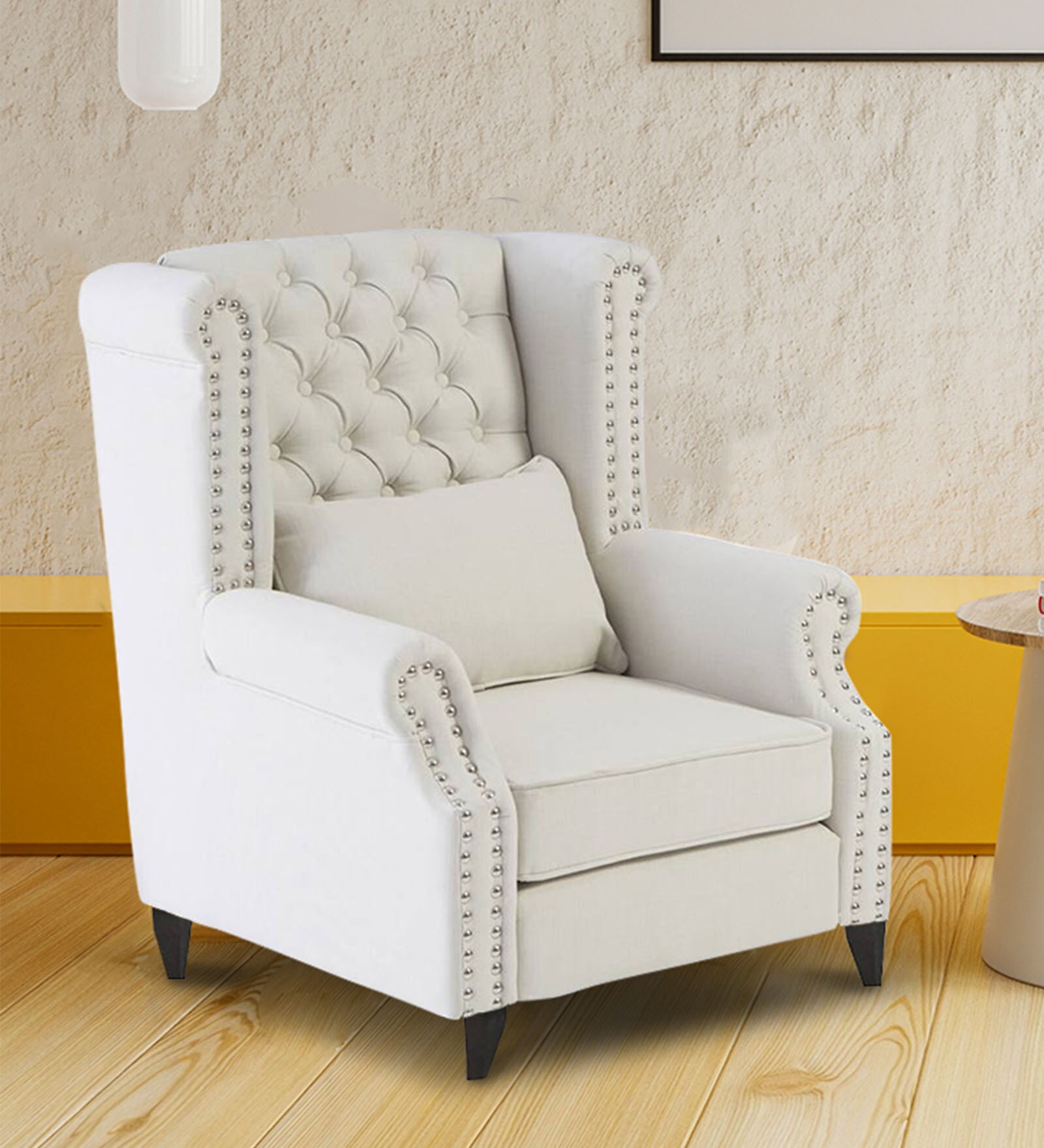 Buy Wing Fabric Wing Chair in Off-White Colour at 13% OFF by Casacraft ...