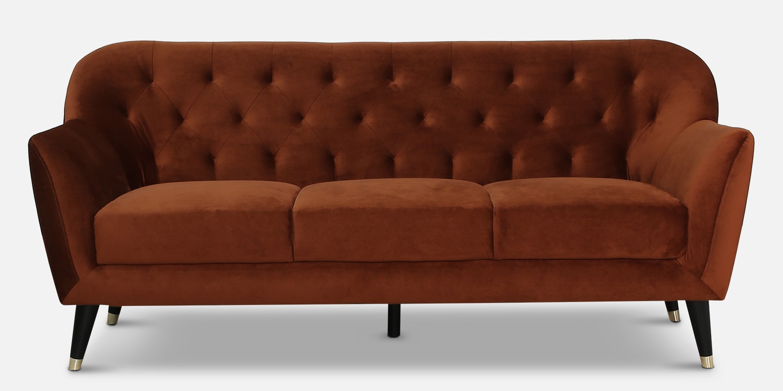 Buy Windsor Velvet 3 Seater Sofa In Rust Brown Colour at 25% OFF by ...
