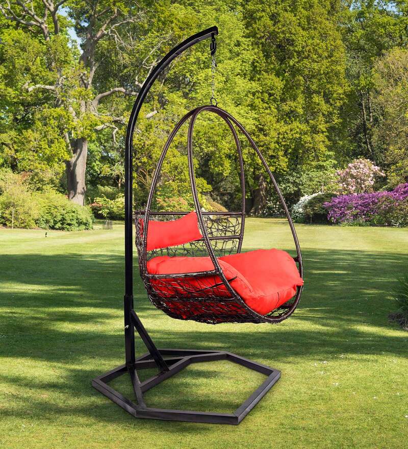 Buy Vaduz Wicker Swing in Black Colour by Outkraft Online - Swings ...