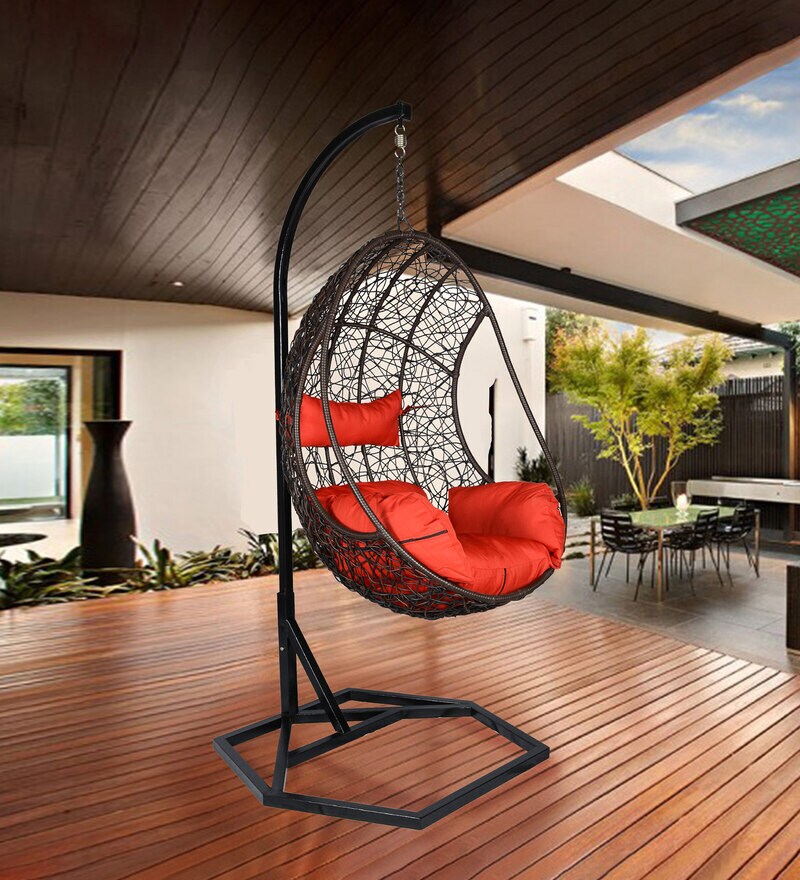 Buy Lazio Wicker Swing in Black & White Colour by Outkraft Online ...