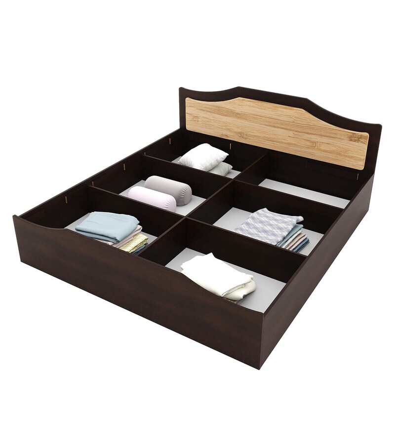 Buy Willy King Size Bed in New Wenge Finish with Box Storage Online ...