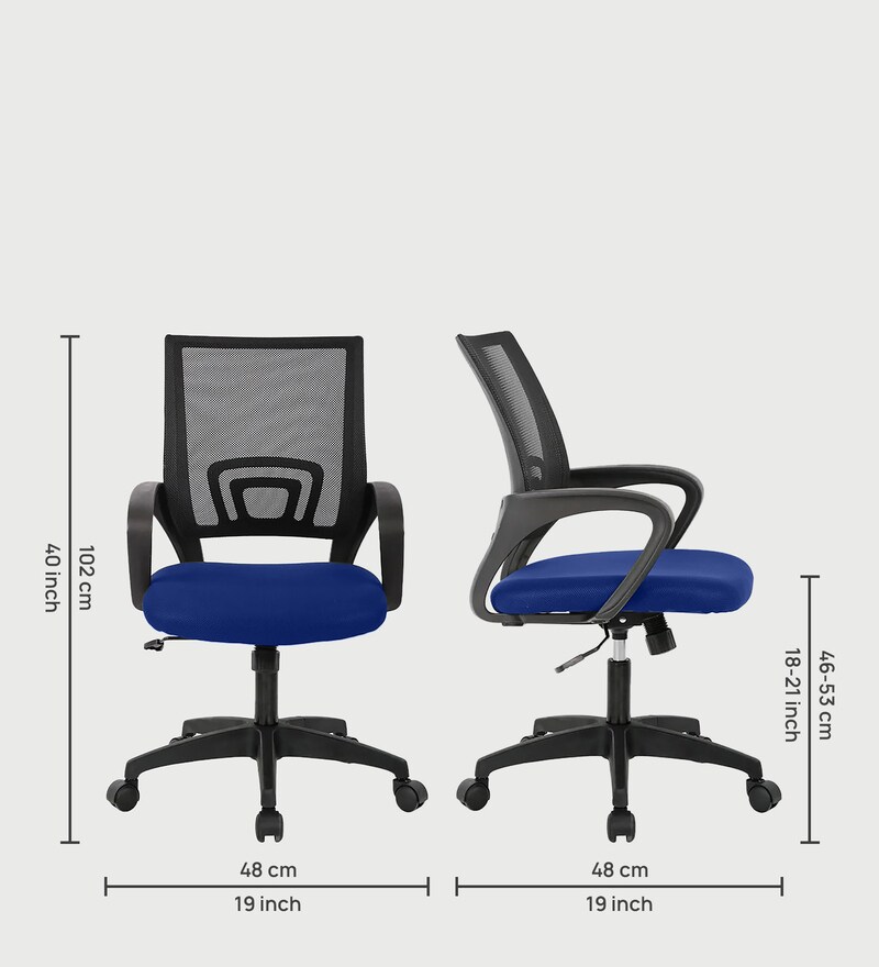 Buy Wilson Mid Back Executive Office Chair in Blue Colour By Chairwale ...