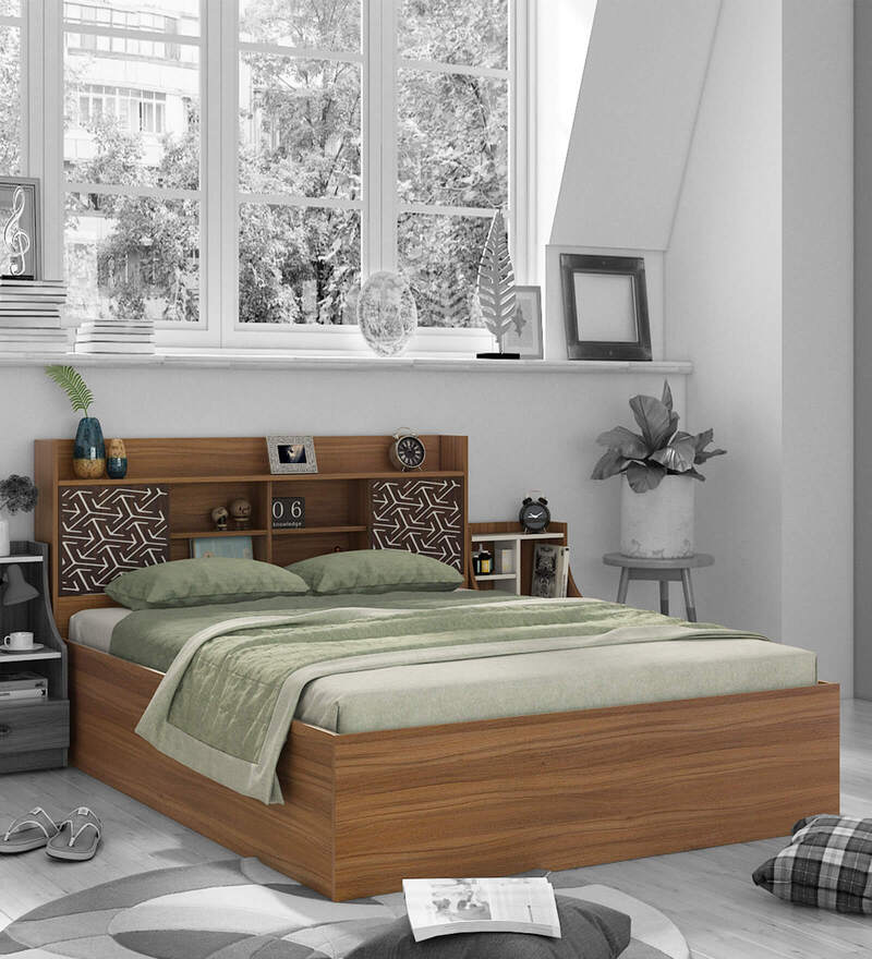 Buy Winslet Queen Size Bed in Teak & White Finish with Hydraulic ...