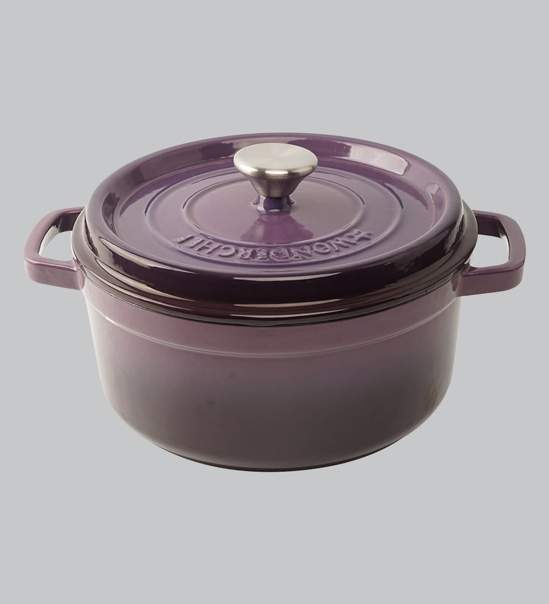 Buy Ferro Cast-Iron - Cook & Serve Pot with Lid 24Cm (Purple) Online ...