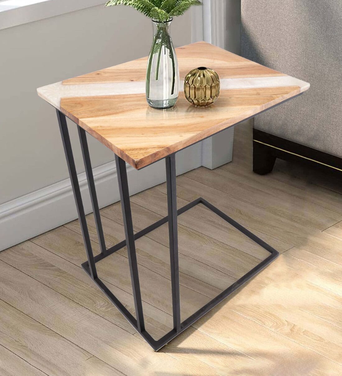 Buy Arrow C-Shape End Table in Natural Resin White Finish at 25% OFF by ...