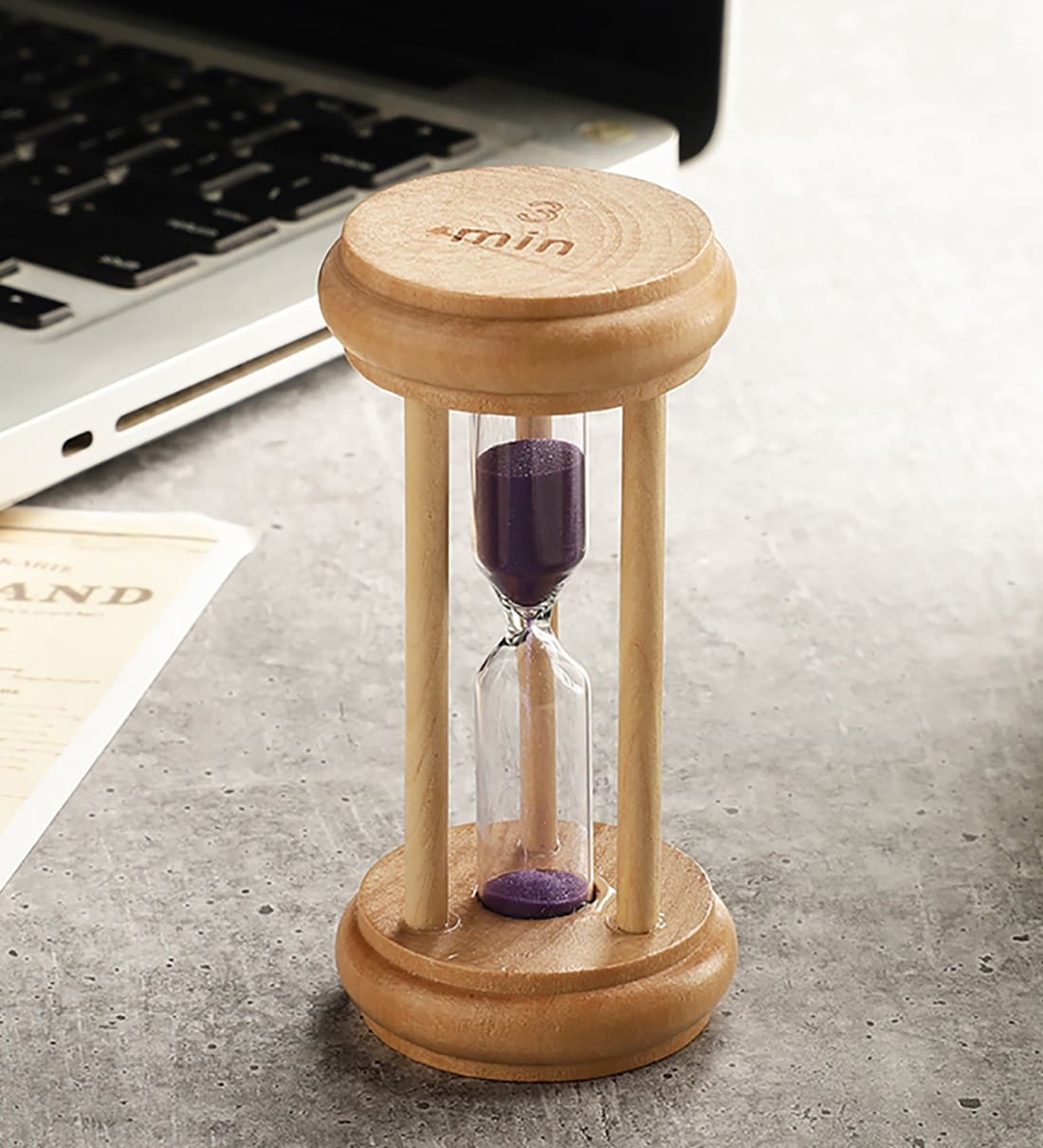 Buy Wooden Round Purple Three Pillar 3 Minute Sand Timer Showpiece at ...
