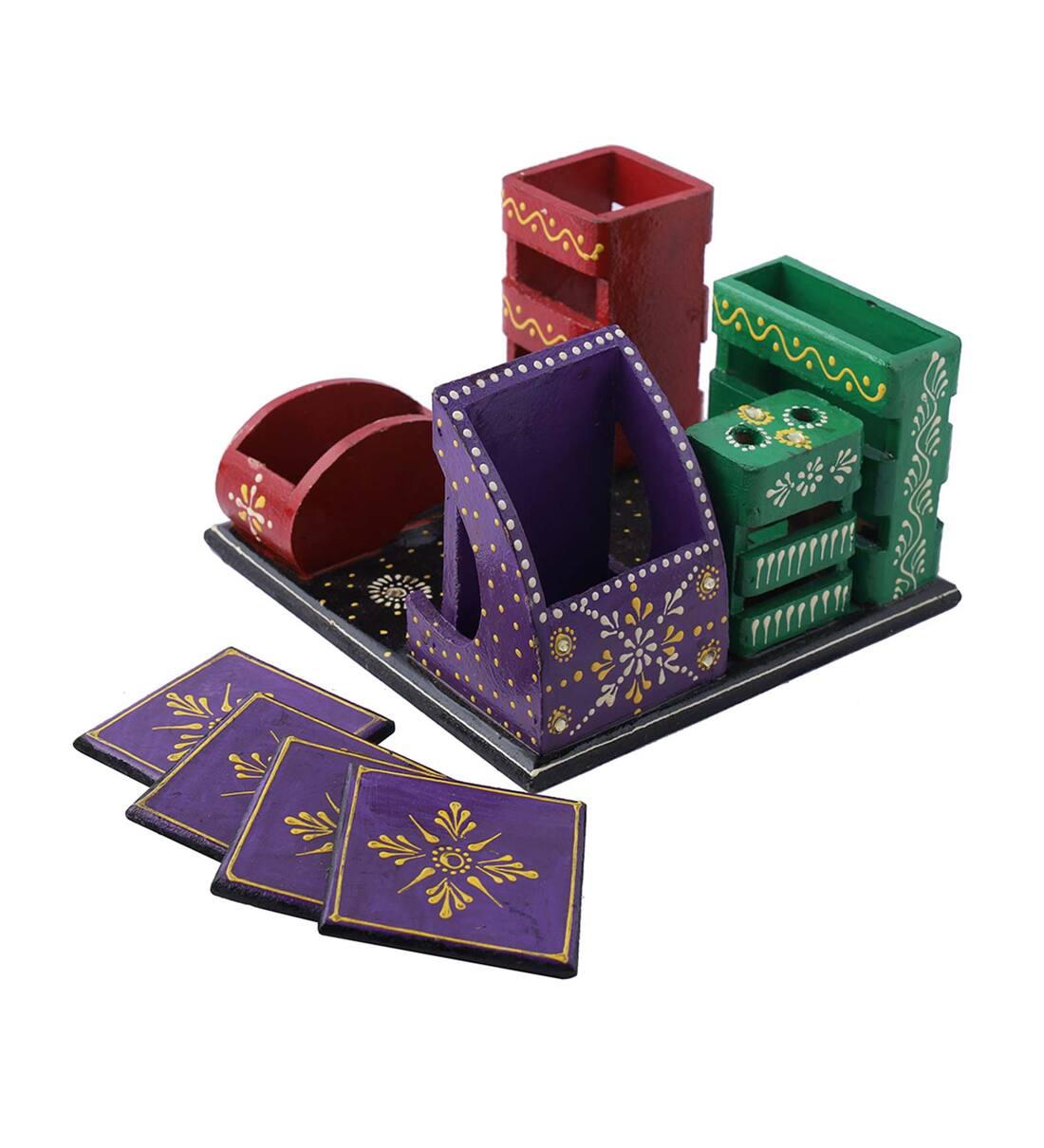 Buy Wooden Stationery Organizer by Aapno Rajasthan Online - Desk ...