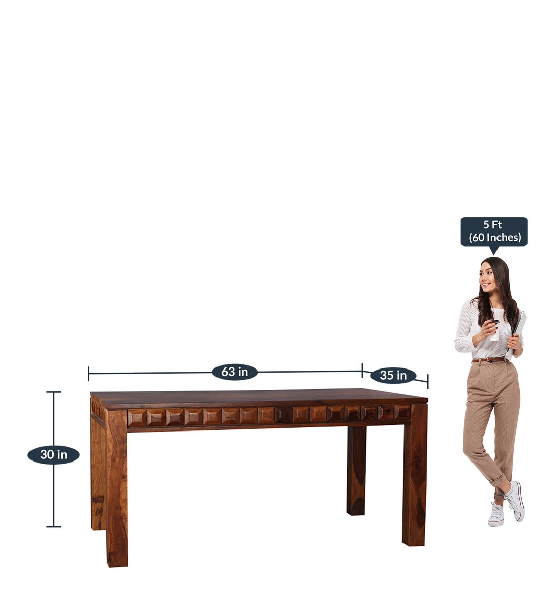 Buy Woodrow 6 Seater Dining Table in Honey Colour by HomeTown Online ...