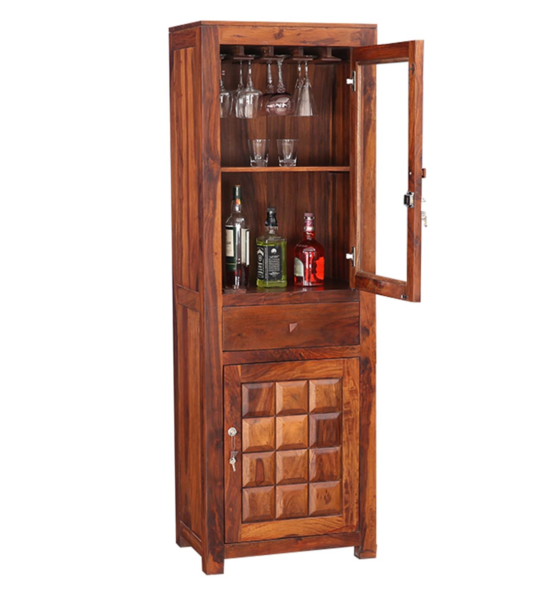 Buy Woodrow Solid Wood Bar Cabinet in Natural Finish By Hometown Online ...