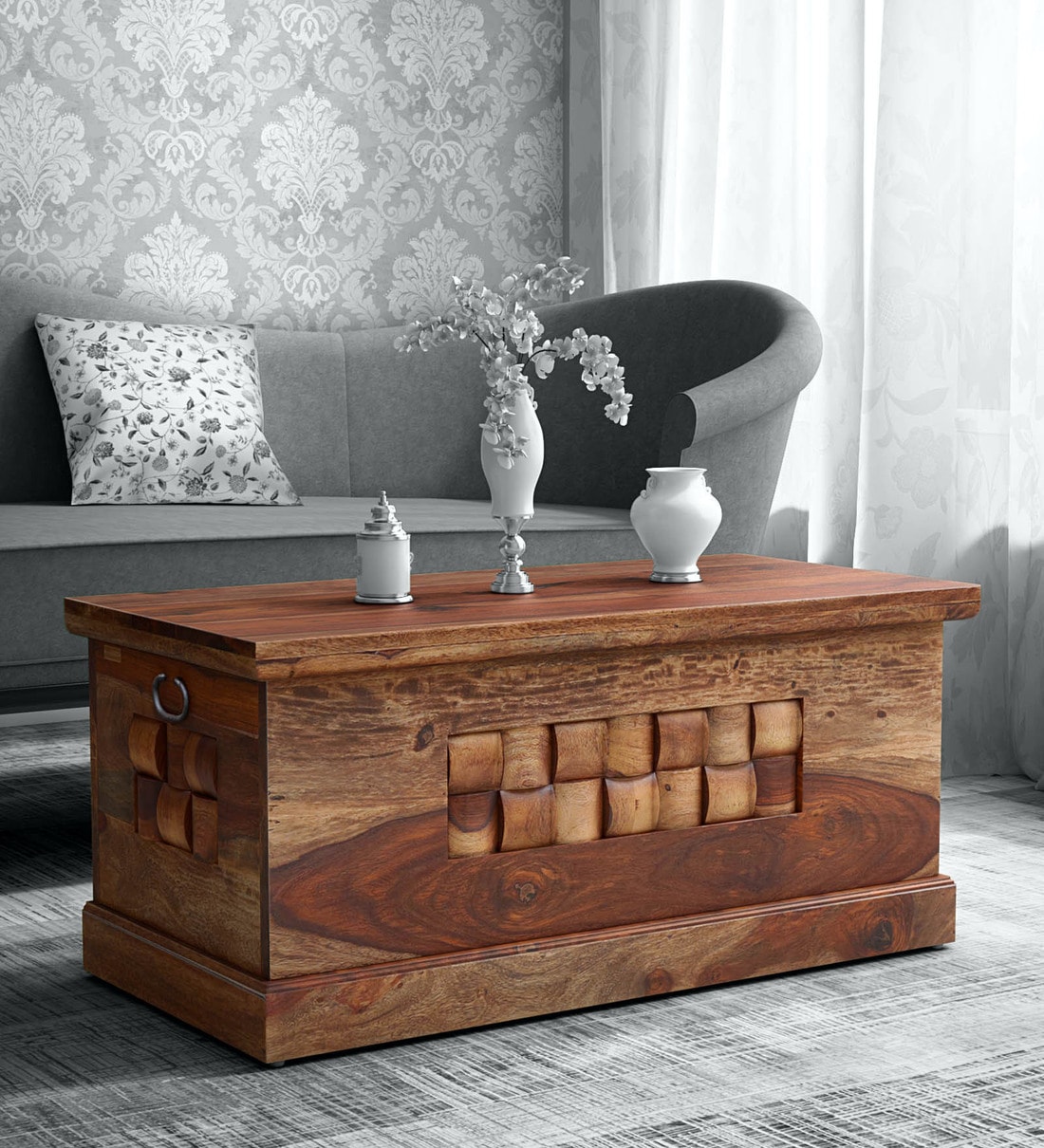 Buy Woodway Sheesham Wood Trunk in Rustic Teak Finish at 5% OFF by ...