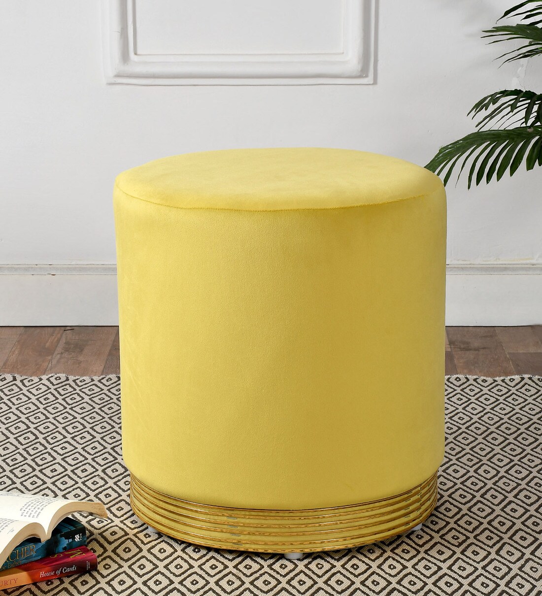 Buy Wotton Fabric Pouffe in Yellow Colour at 36% OFF by Riance ...