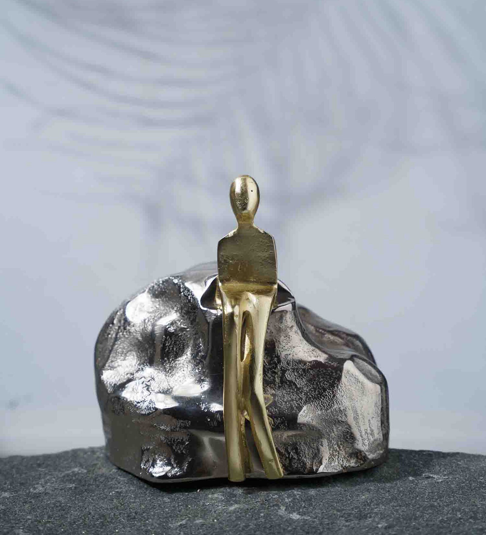 Buy Women On Rock Gold Metal Showpiece at 43% OFF by Folkstorys | Pepperfry