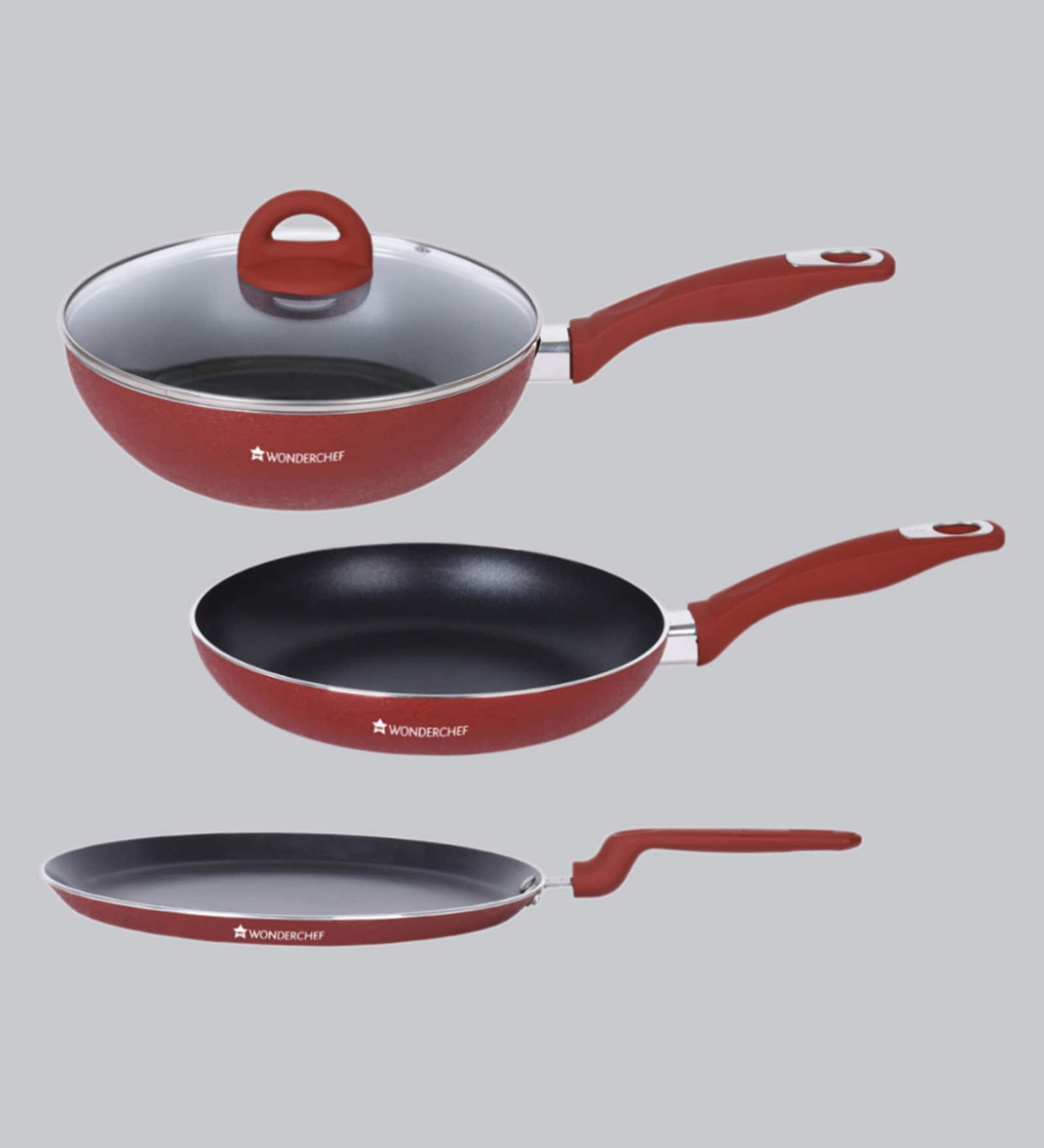 Buy Crystal Aluminium Red Cookware Gifts - Set of 3 Online ...