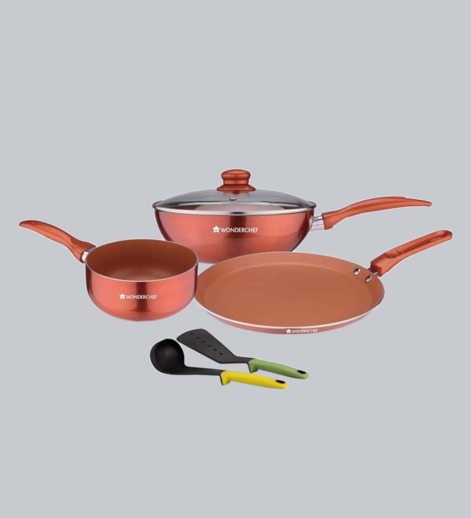 Buy Wonderchef Diva Aluminium Copper-base Cookware- Set of 5 Online ...