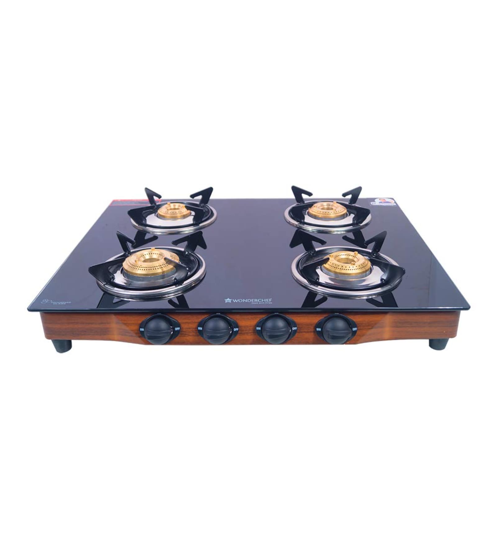 Buy Wonderchef Eco Star Glass 4 Burner Gas Stove in Black Colour at 58% ...