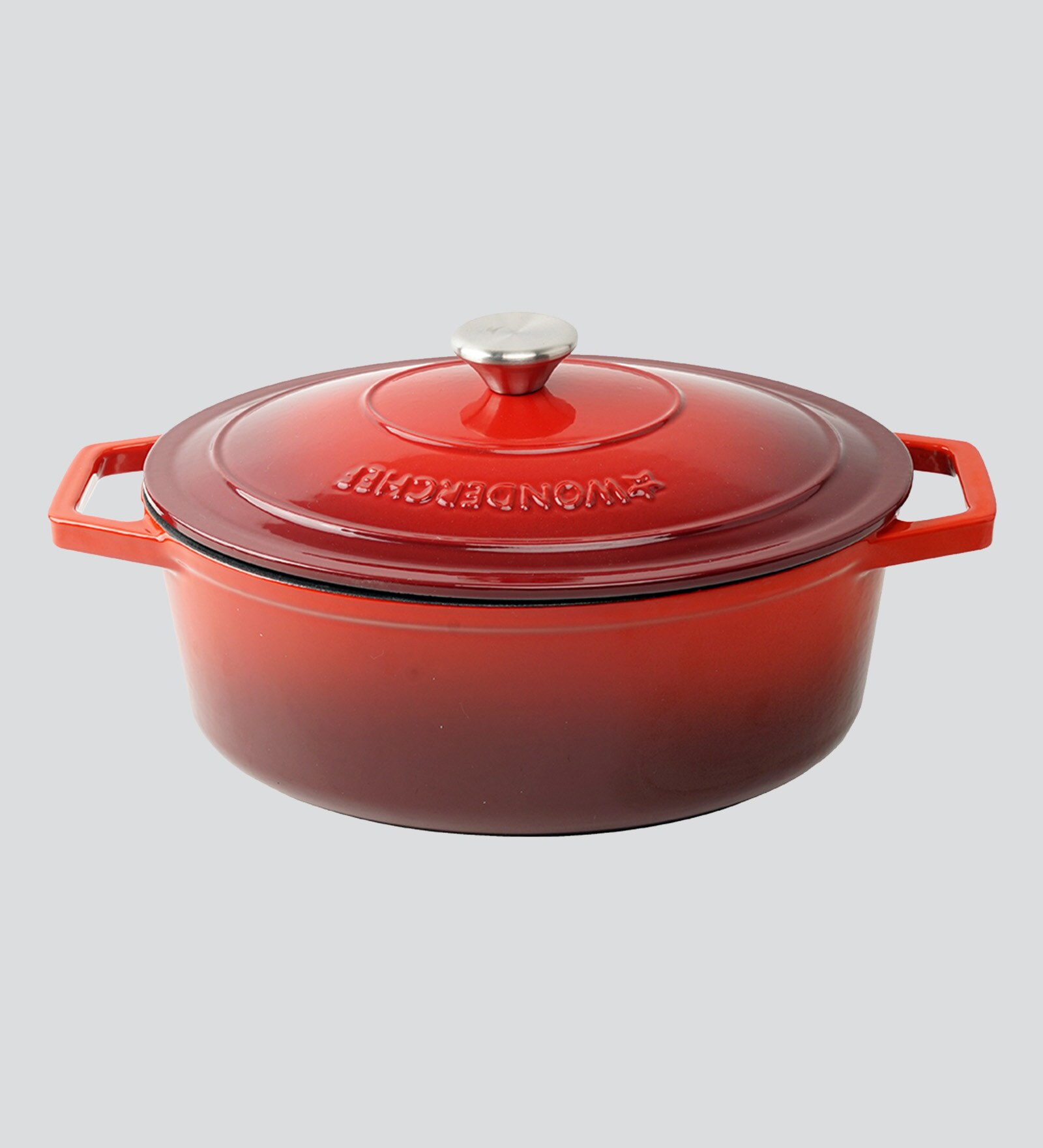 Buy Ferro Cast-Iron - Oval Cook & Serve Pot with Lid 29Cm (Red) Online ...