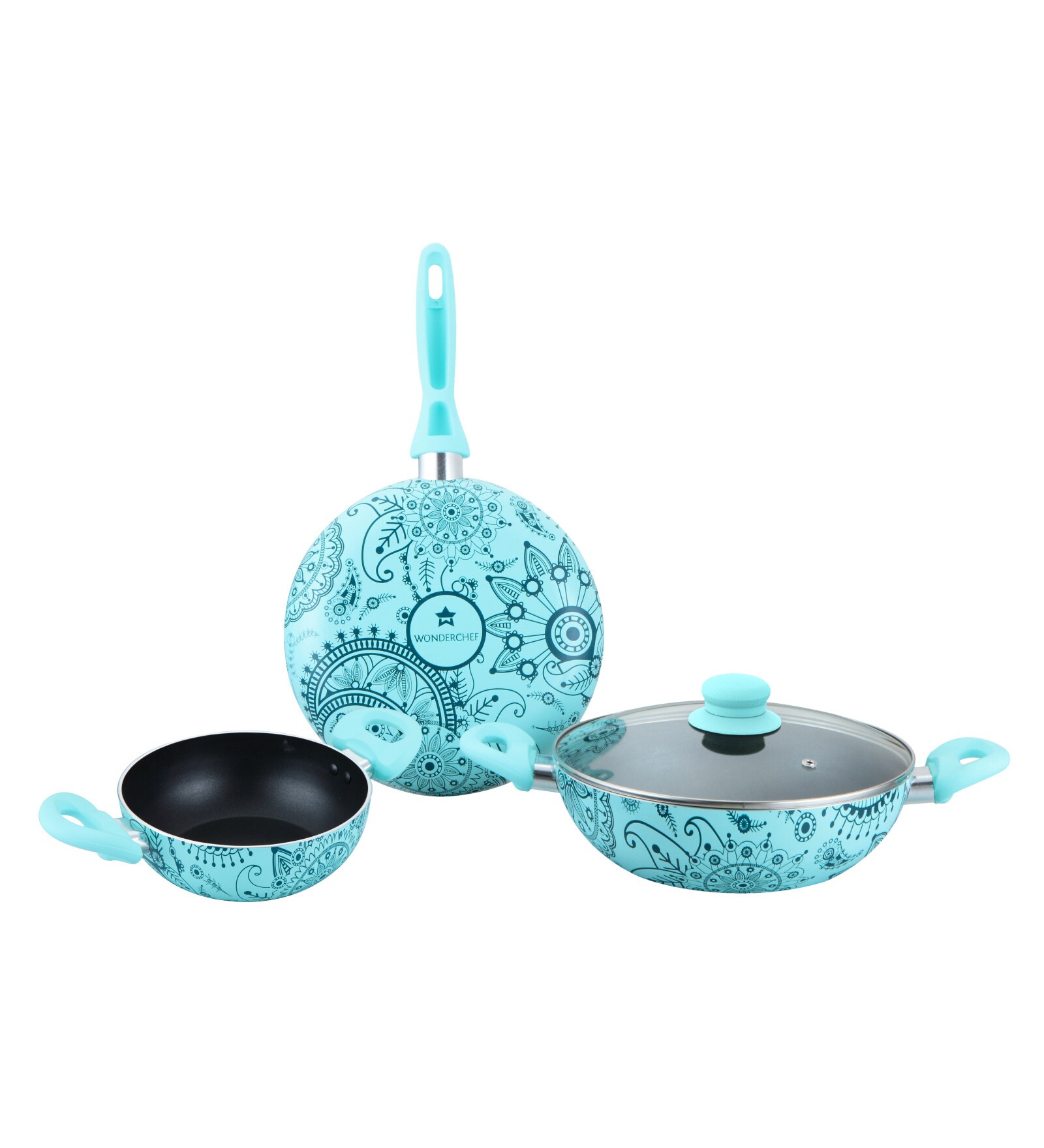 Buy Oscar Blue Bello Aluminum with Non-Stick Coating Cookware Set - Set ...