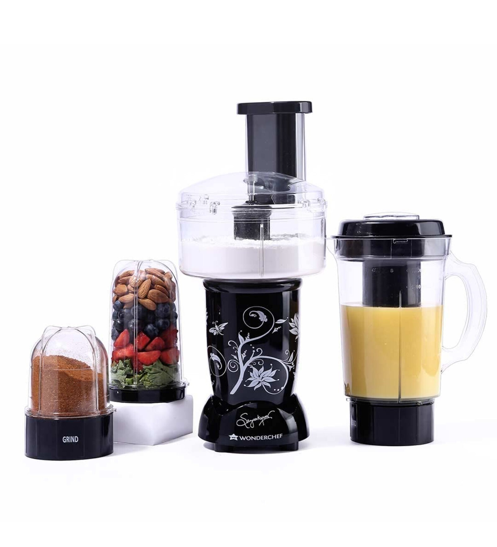 Buy Wonderchef SS Blades 400W 4 Jar Nutri Blend Food Processor (Black ...