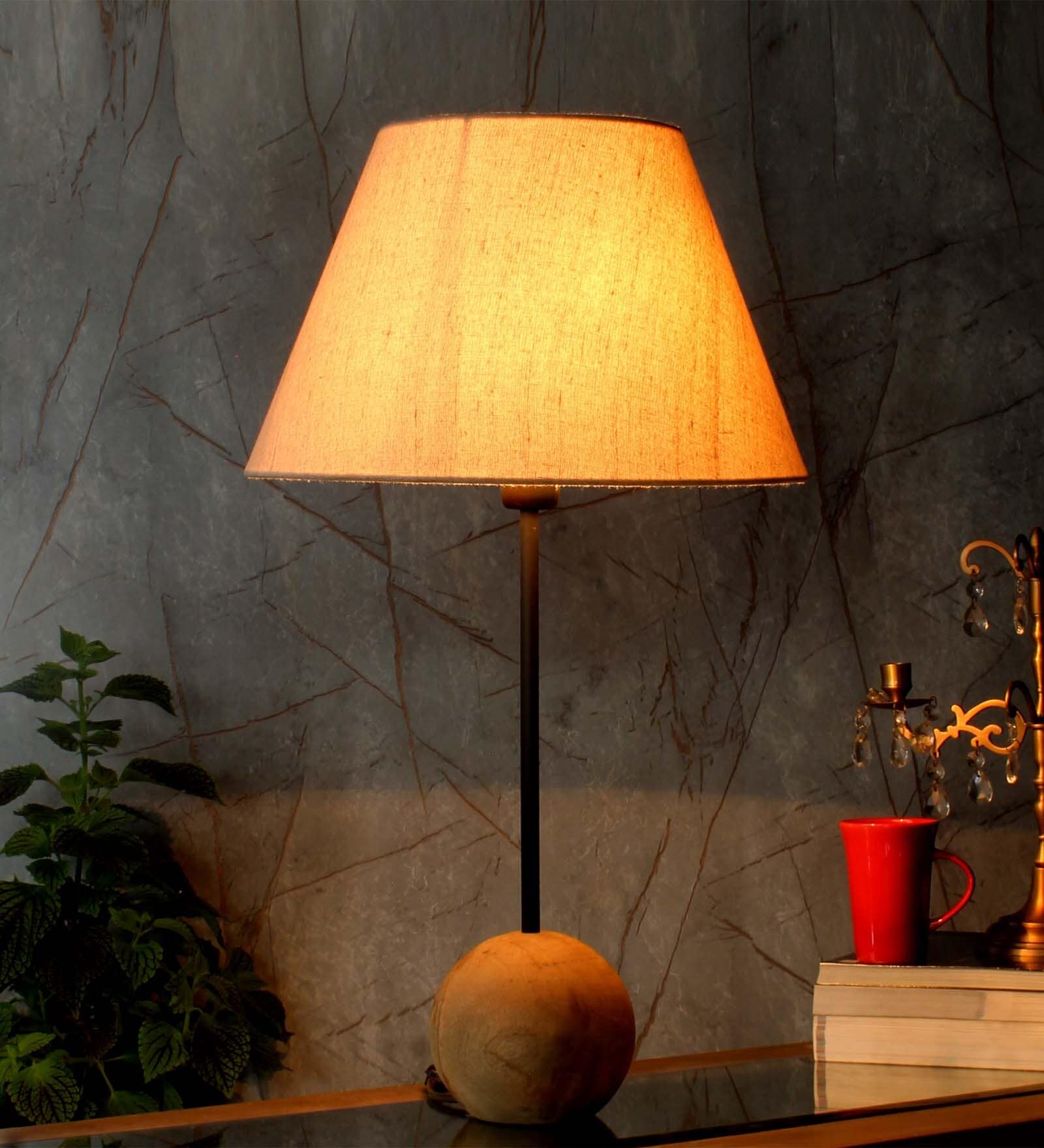Buy Wood & Metal Table Lamp & Fabric Lampshde at 65% OFF by Ujjala ...