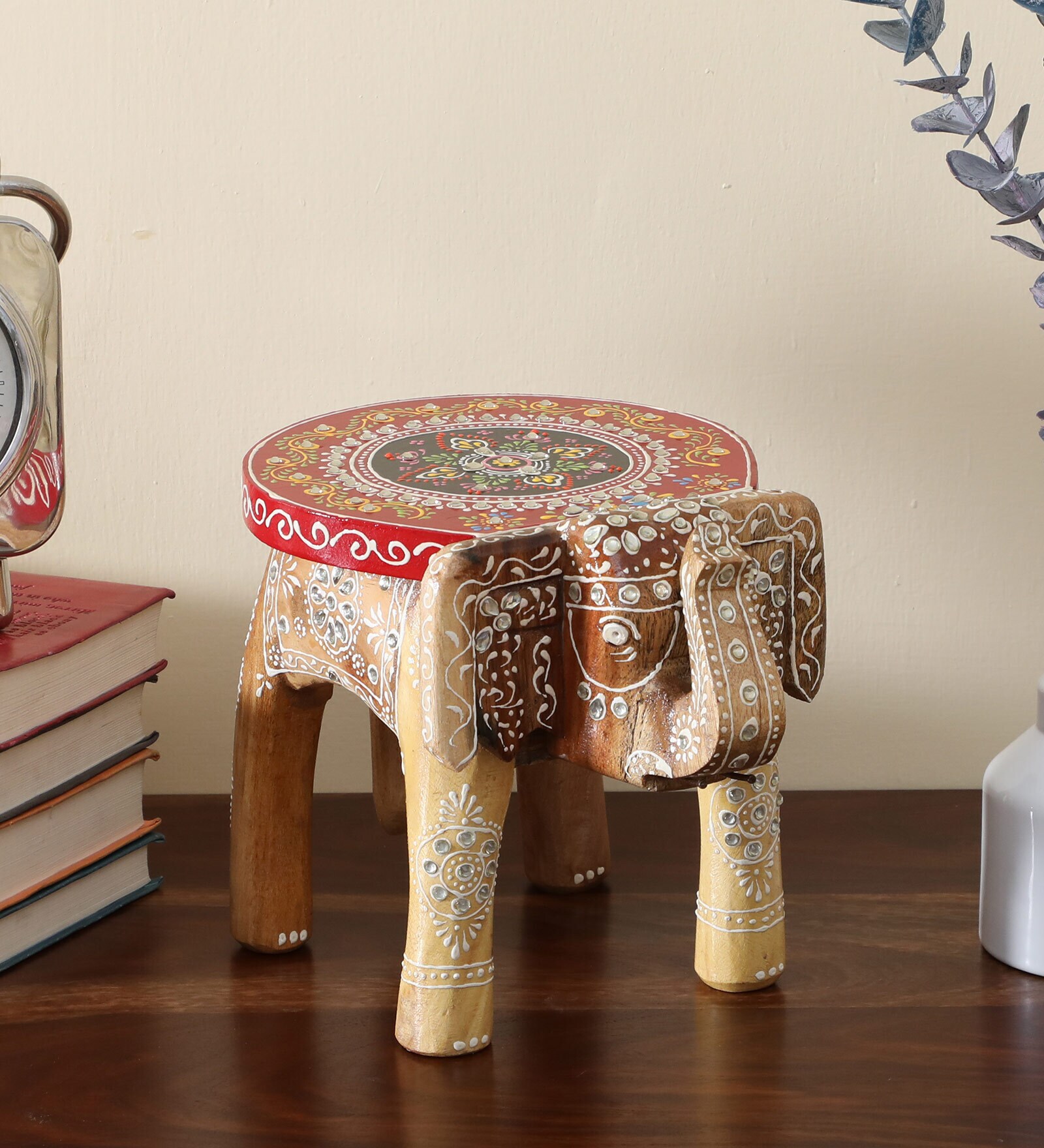 Buy Wood Red Wooden Handpainted Big Elephant Stool at 27% OFF by Ujjwal ...