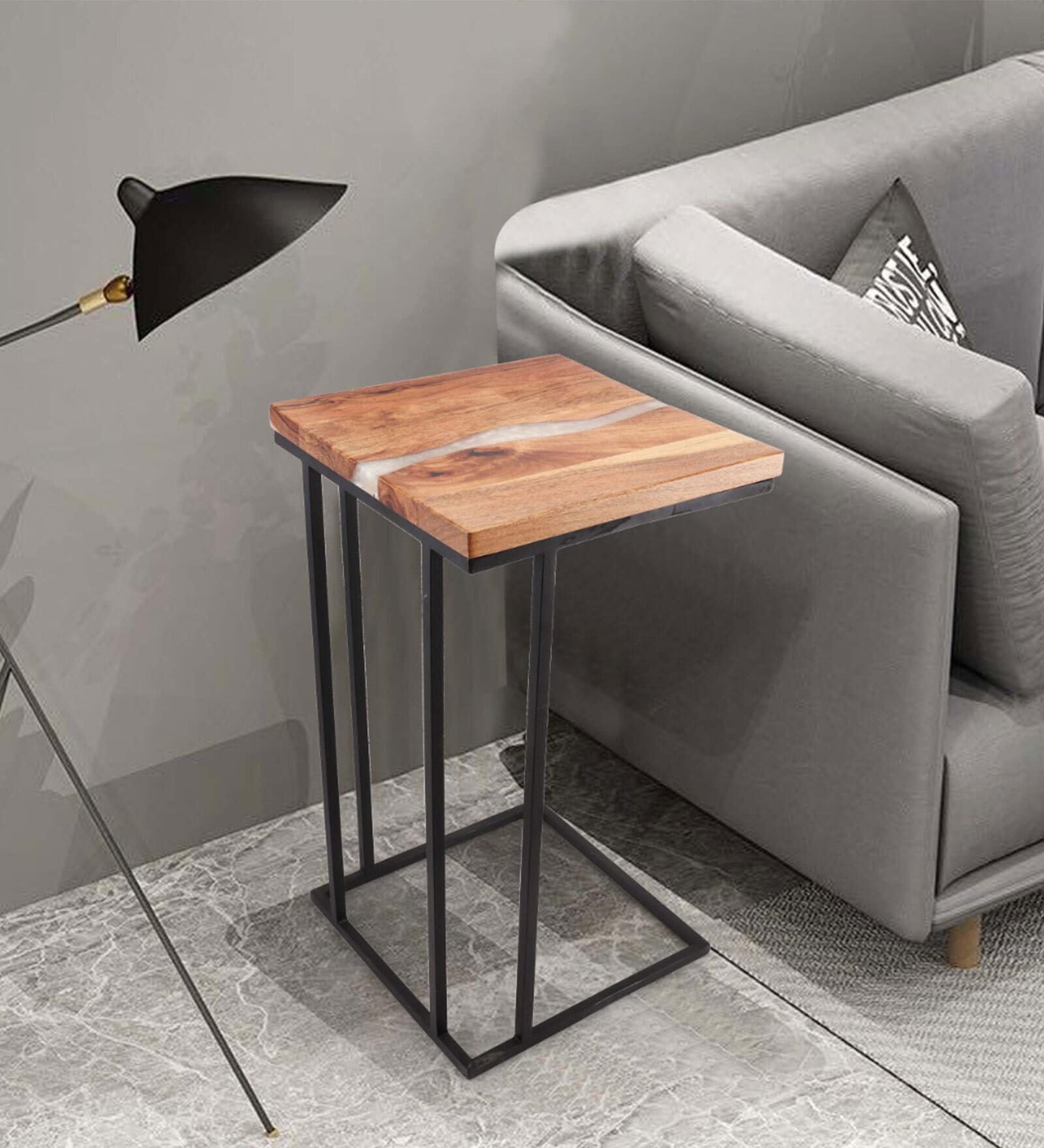 Buy Flow C-Shape End Table in Natural Resin White Finish at 25% OFF by ...