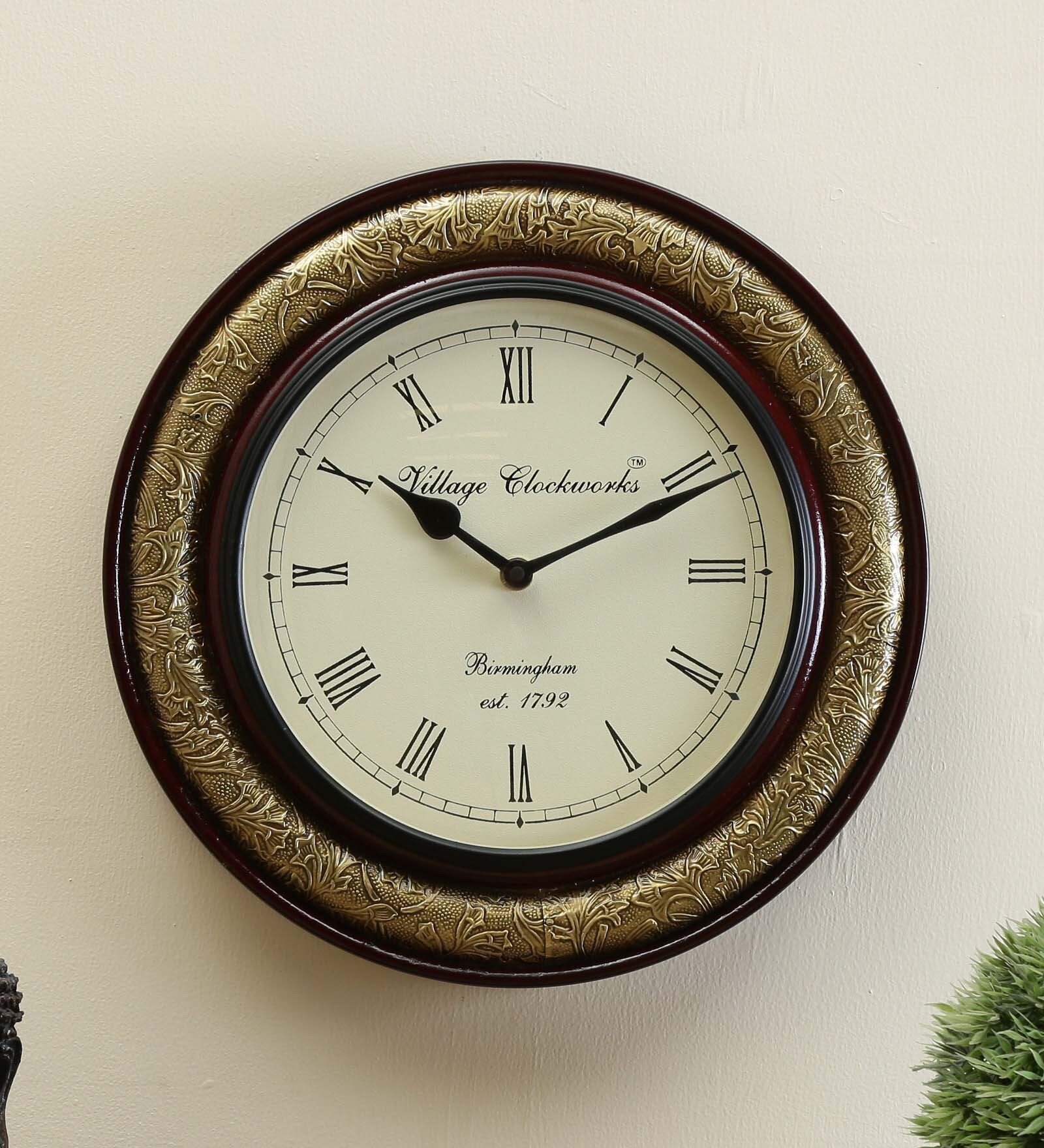 Buy Ornate Wooden Brassfitted Round Wall Clock at 28% OFF by Craft Tree ...