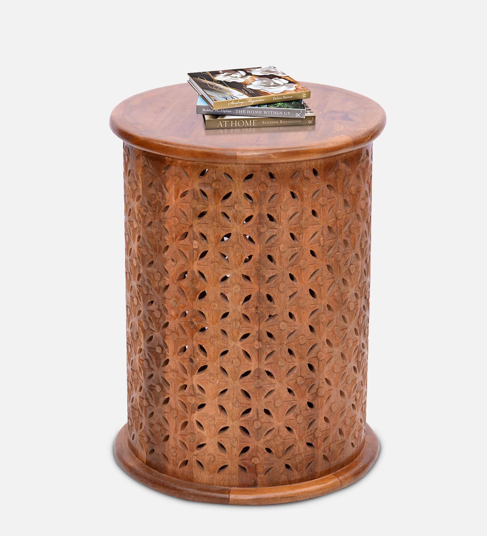 Buy Wooden Carved End Table In Brown Finish at 35% OFF by Natural ...