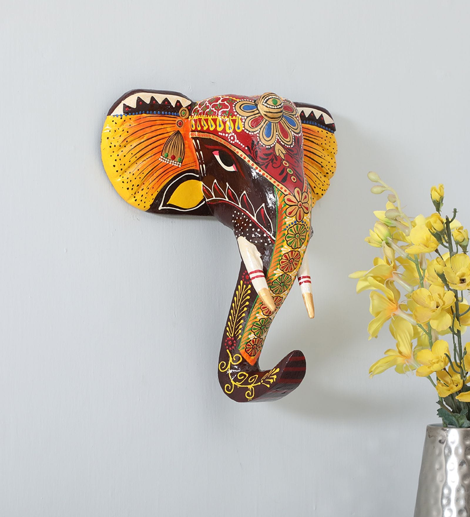 Buy Elephant Multicolour Mango Wood Wall Mask at 29% OFF by B K Exports ...