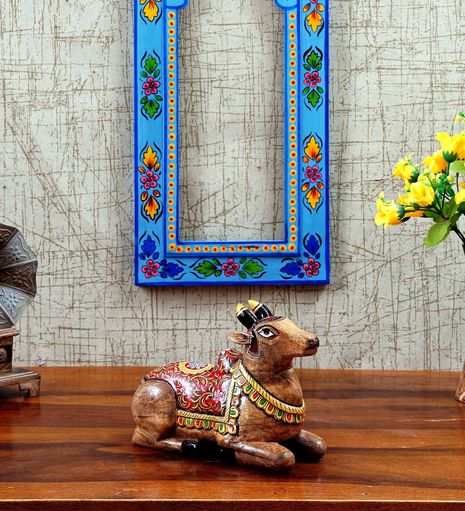 Buy Wooden Nandi Ji Handpainted Statue Showpiece By Craft Tree at 30% ...