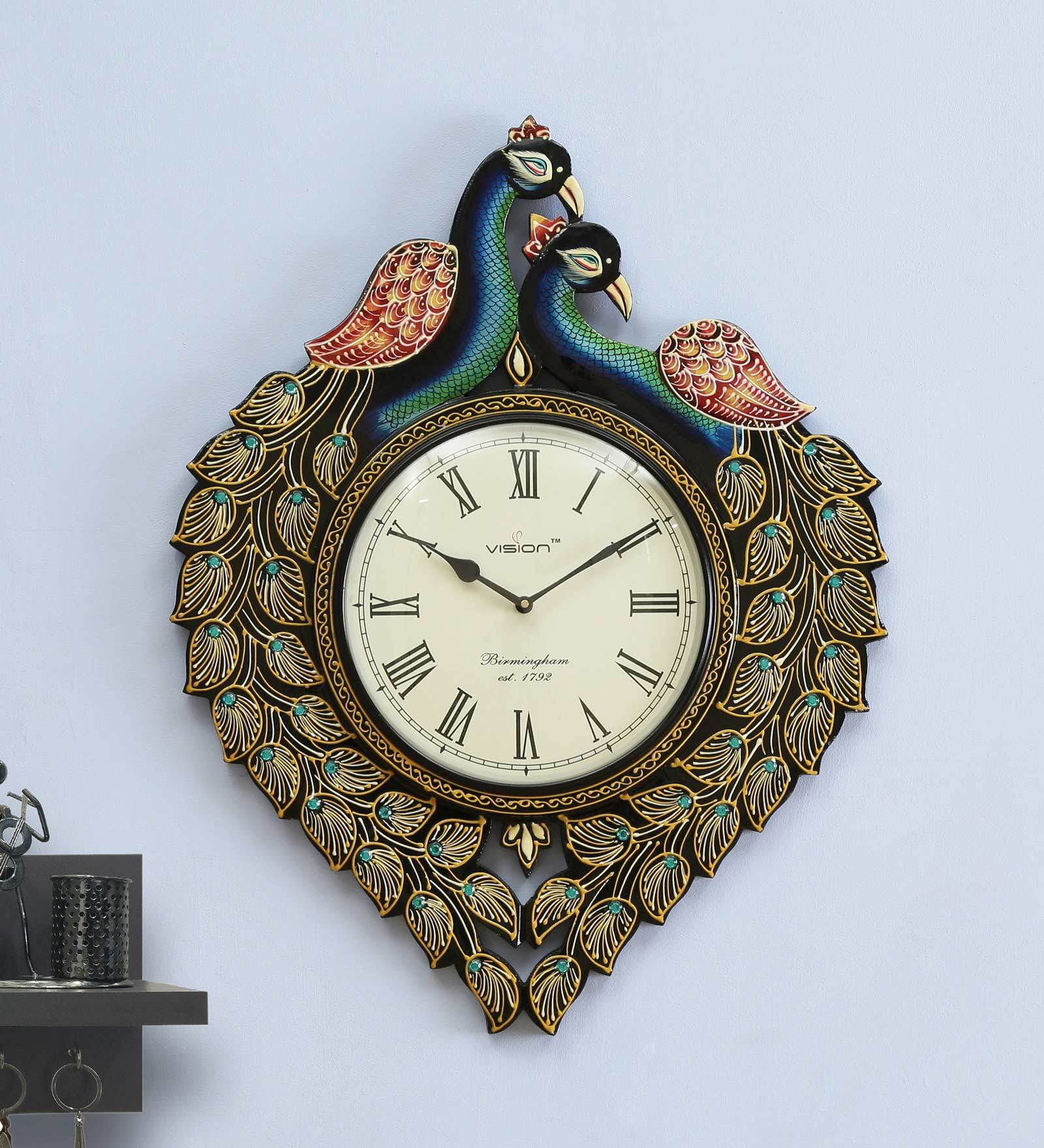 Buy Silver MDF Peacock Novelty Traditional Wall Clock at 43% OFF by ...
