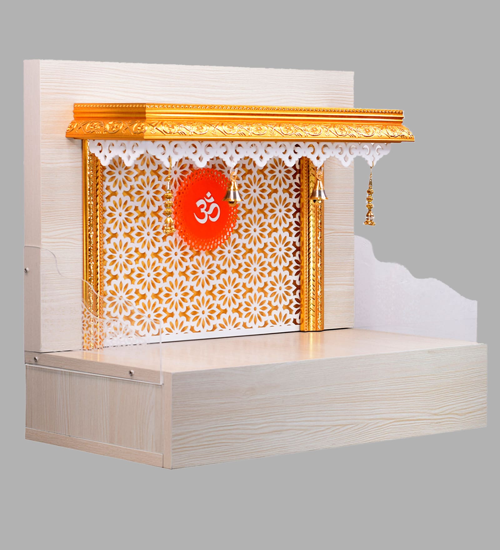 Buy Wooden Pooja Mandir In Pine Colour With LED By The Mandir Store at ...
