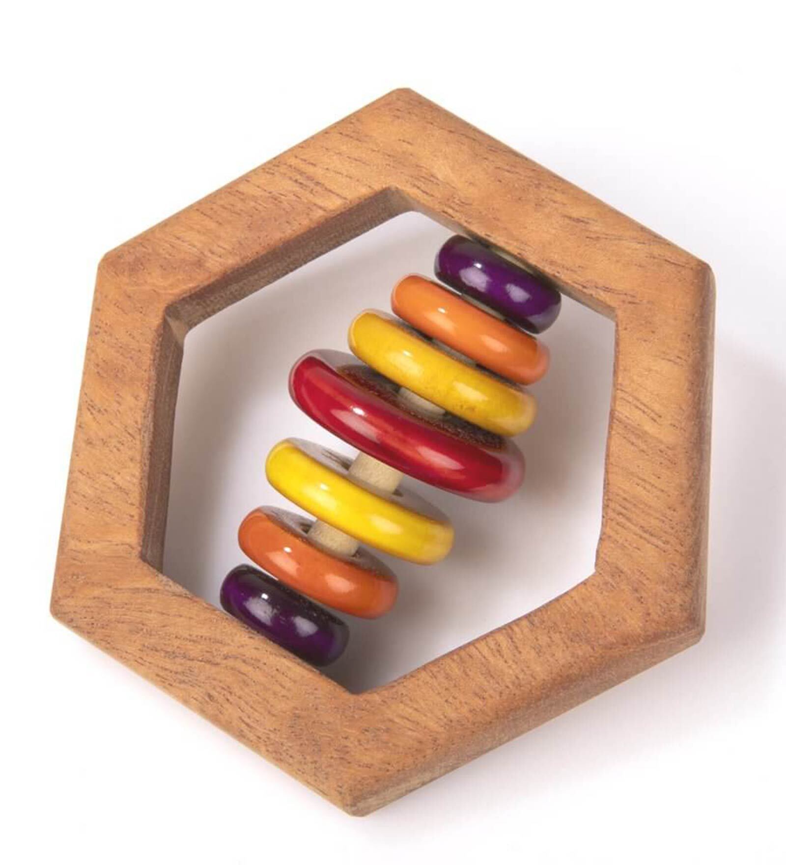 Buy Wooden rattle-Hexagon in Natural Finish by Ariro Toys Online ...