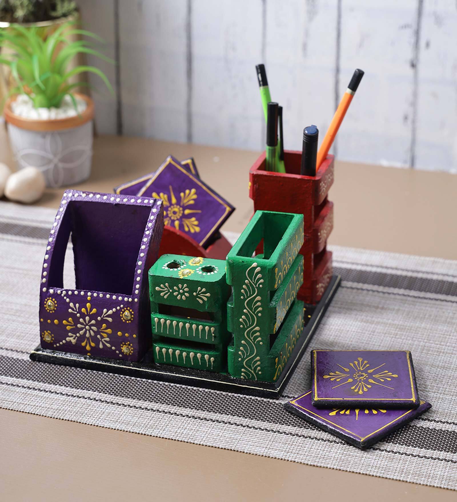 Buy Wooden Stationery Organizer by Aapno Rajasthan at 67% OFF by Aapno ...