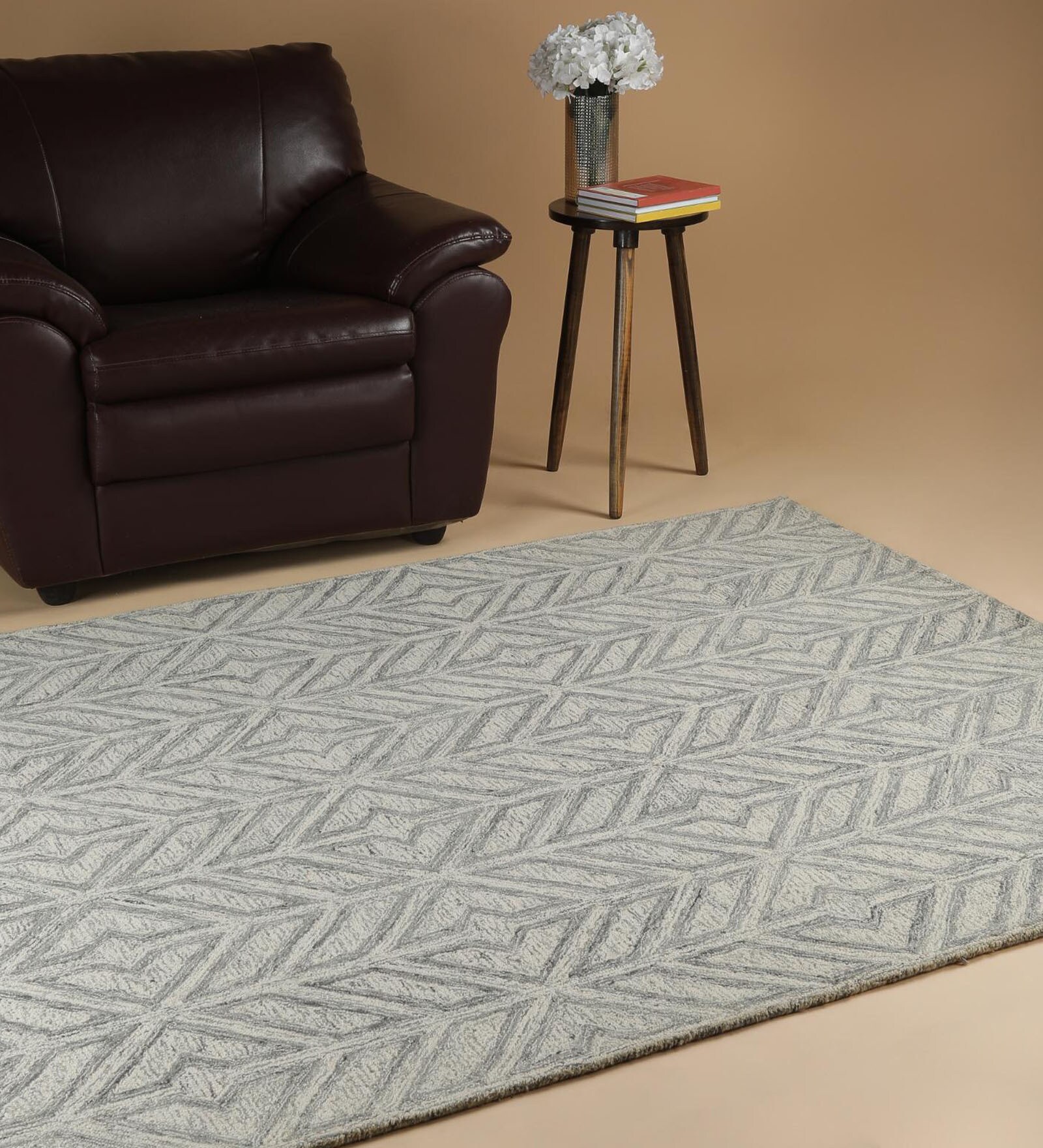 Buy Geometrical Pattern Wool Hand Tufted 5 X 8 Feet Carpet at 33% OFF ...