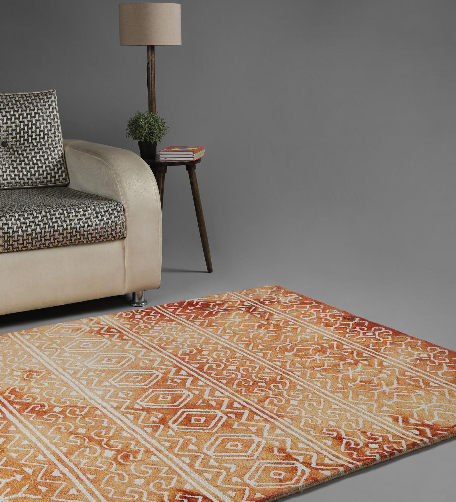 Buy Washed-Out Pattern Wool Hand Tufted 5 X 8 Feet Carpet By Sanded ...