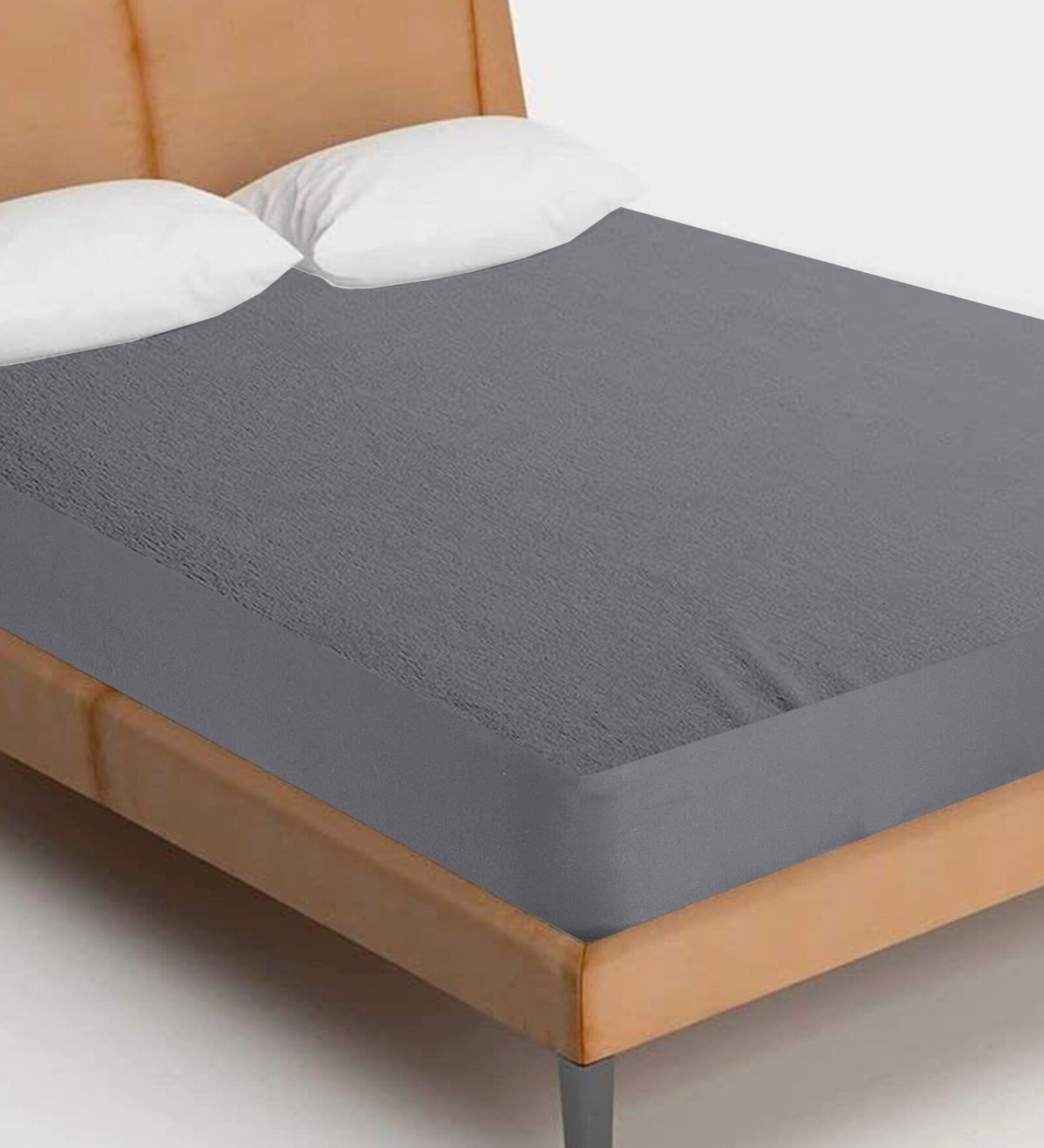 Buy Woop (78x72) Terry Cotton Waterproof Mattress Protector in Grey ...