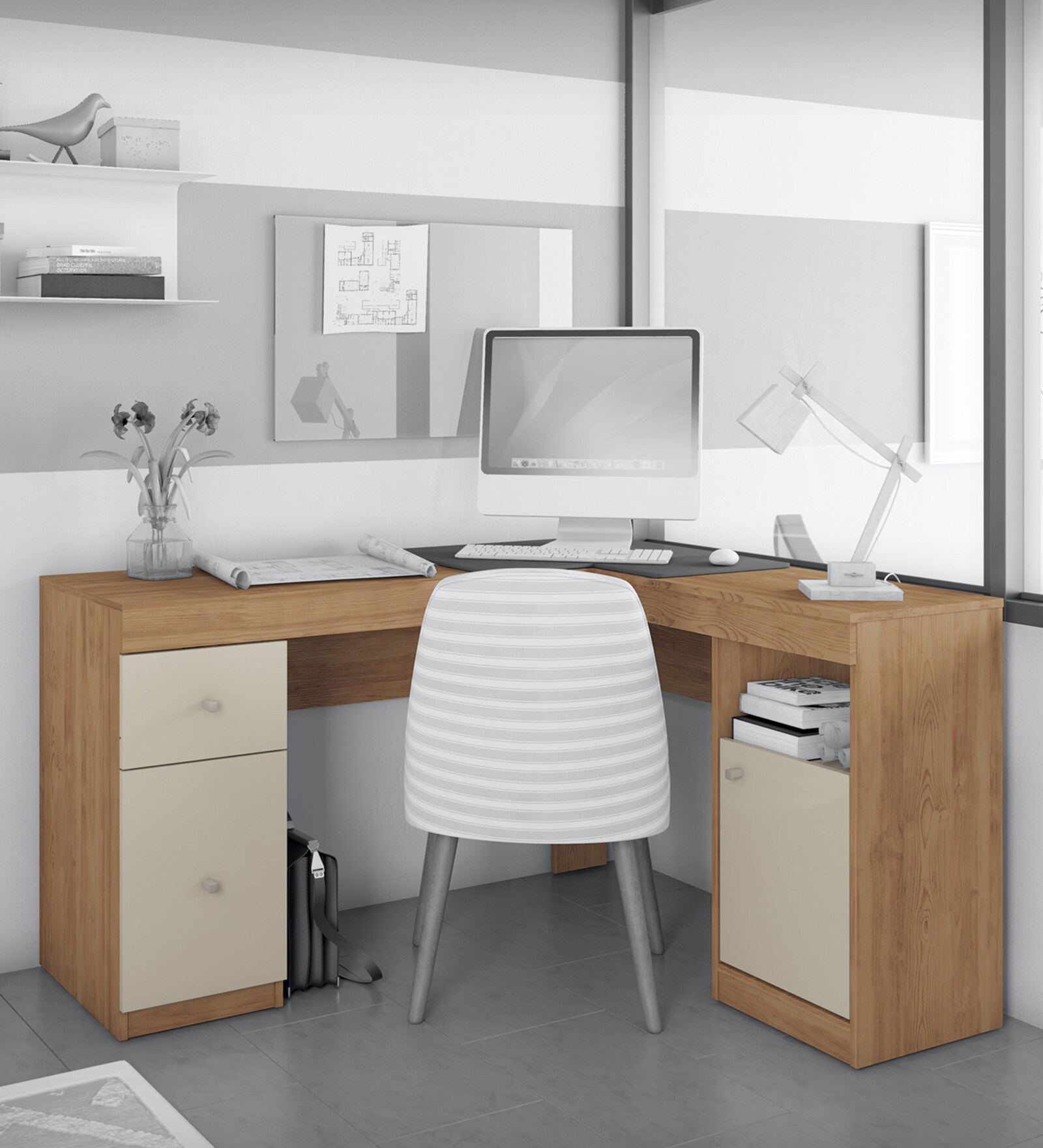 Buy Executive Office Table in Burti & Off-White Finish at 23% OFF by ...