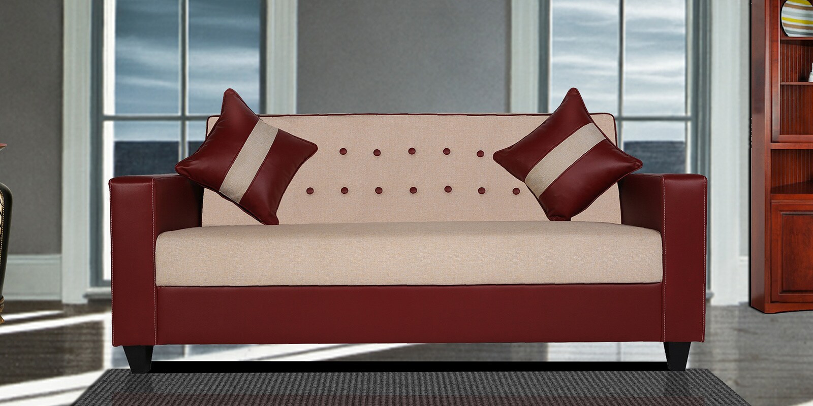 Buy Woodarth Morph 3 Sofa in Maroon Colour by ARRA Online - Modern Sofa ...