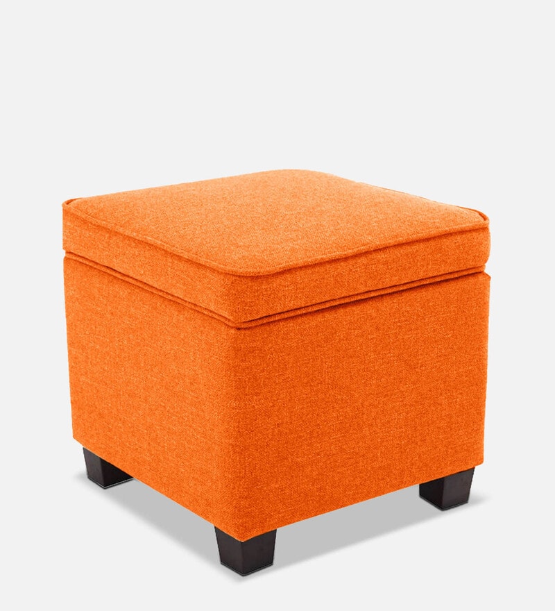 Buy Sudan Fabric Ottoman in Vivid Orange Colour by Febonic Online ...