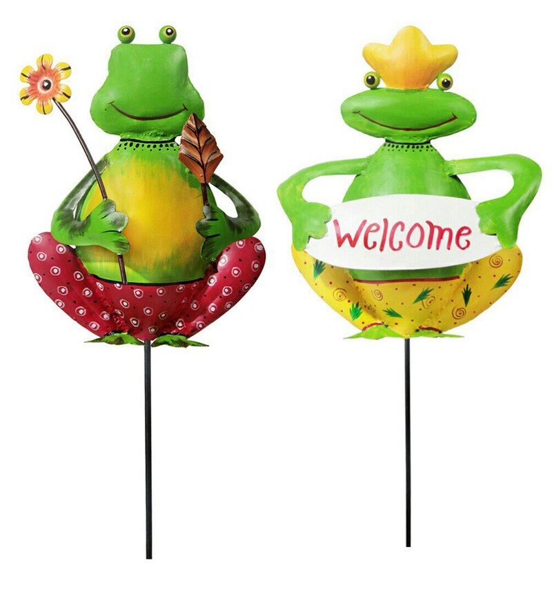 Buy Frog Stakes - Set of 2 by Wonderland Online - Garden Decor - Garden ...