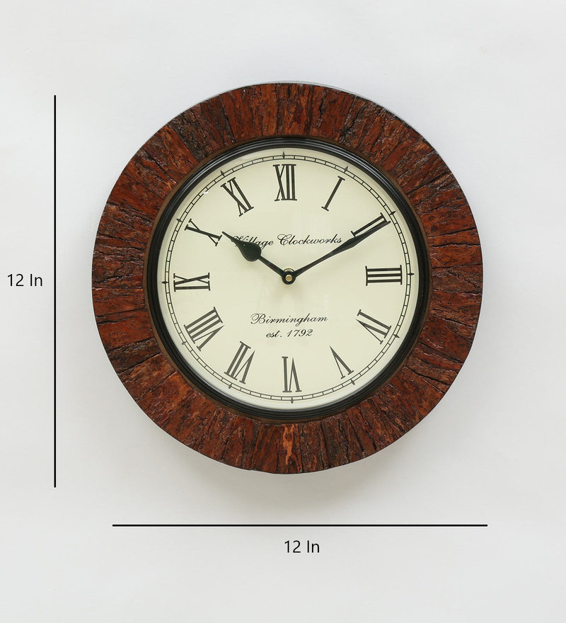 Buy Wooden Analog Wall Clock In Brown By Padmavati Art Creations Online ...