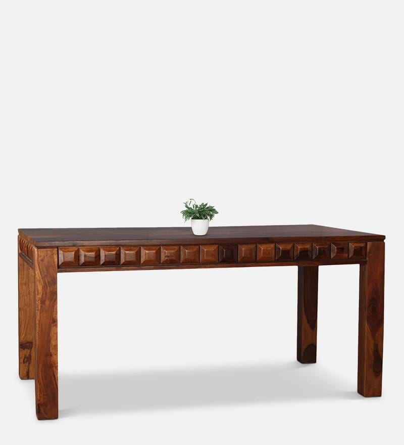 Buy Woodrow 6 Seater Dining Table in Honey Colour by HomeTown Online ...