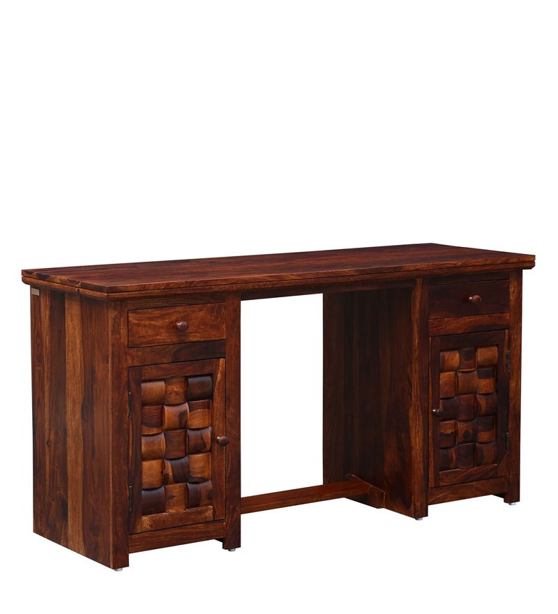 Buy Woodway Solid Wood Writing Table in Honey Oak Finish By Woodsworth ...