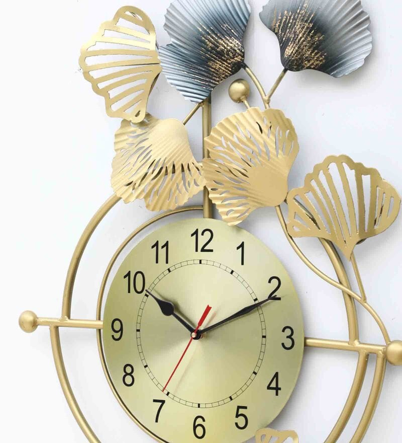 Buy Grey & Gold Wrought Iron Traditional Wall Clock Online ...