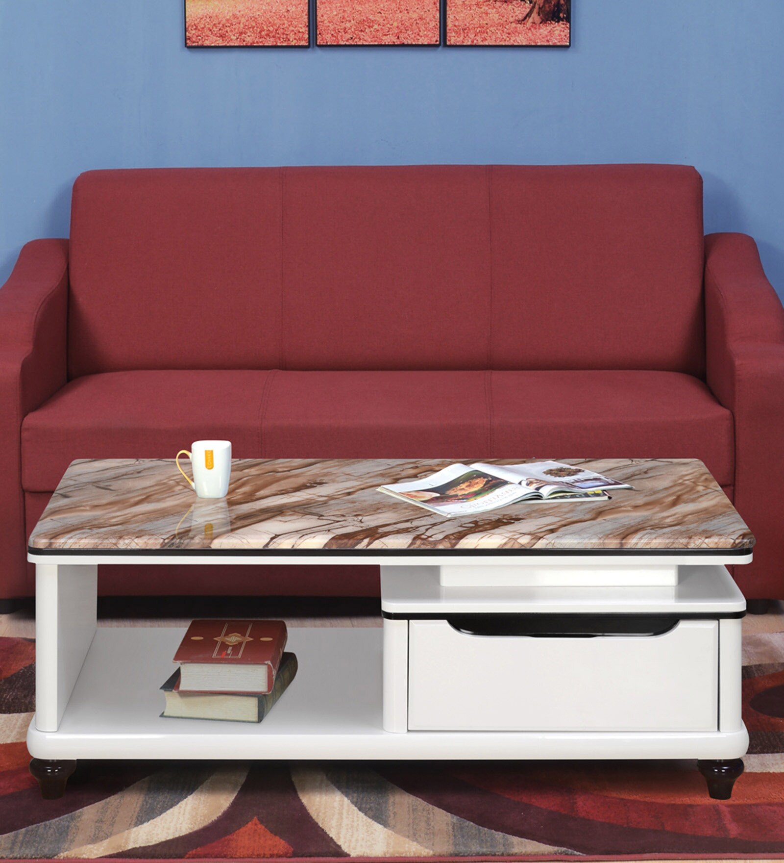 Buy Wyatt Center Table in Cream aand Walnut Colour by Nilkamal Online ...